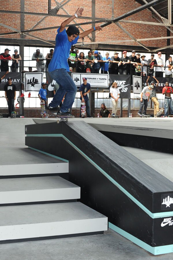 Carlos Lastra has a nosegrind up and down — Skatepark of Tampa