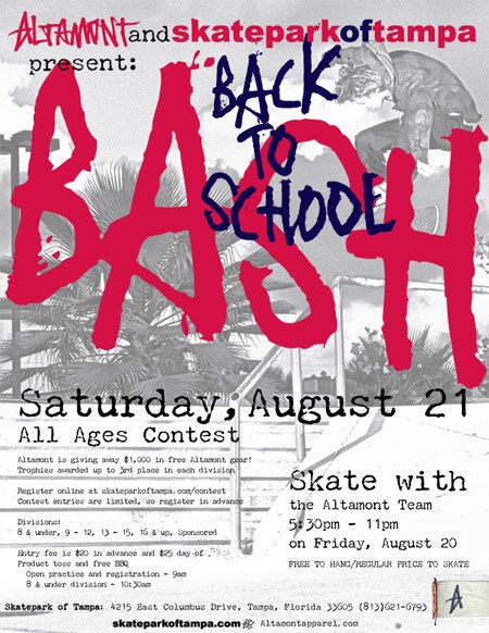 Register for the Altamont Back to School Bash — Skatepark of Tampa