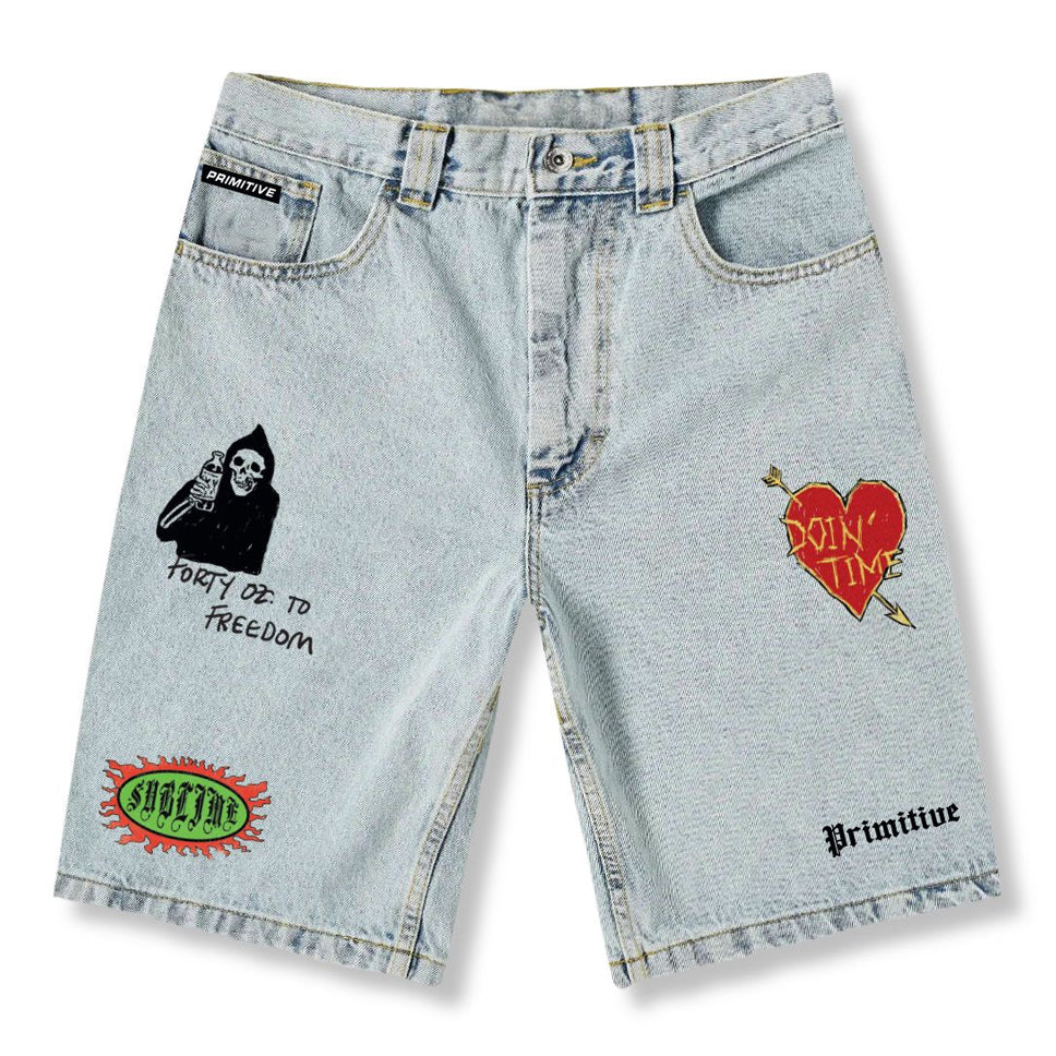 Primitive Skateboarding Sublime Boardwalk Denim Shorts — Skatepark of Tampa