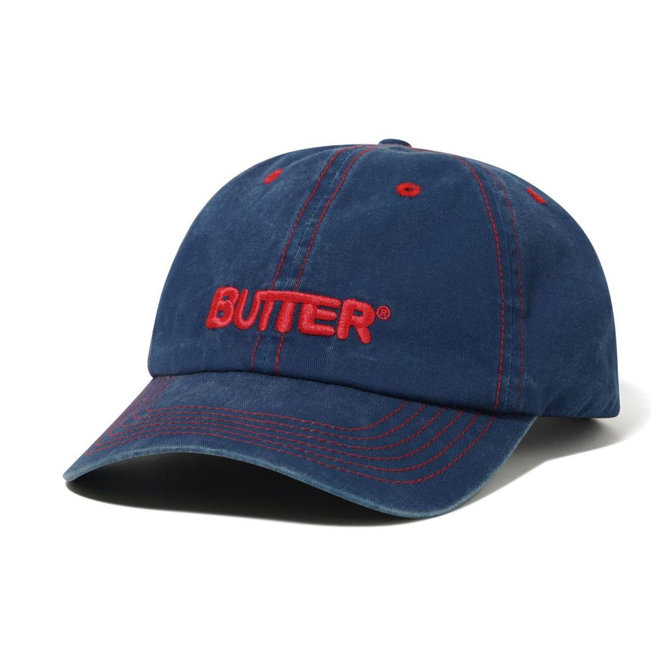 Butter Goods Rounded Logo Washed Navy 6 Panel Hat — Skatepark of Tampa