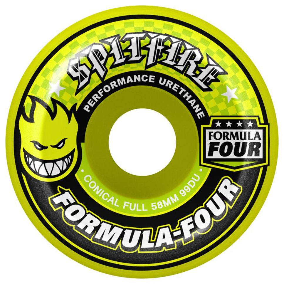 Spitfire Formula Four 99D Conical Full Neon Yellow Wheels — Skatepark ...
